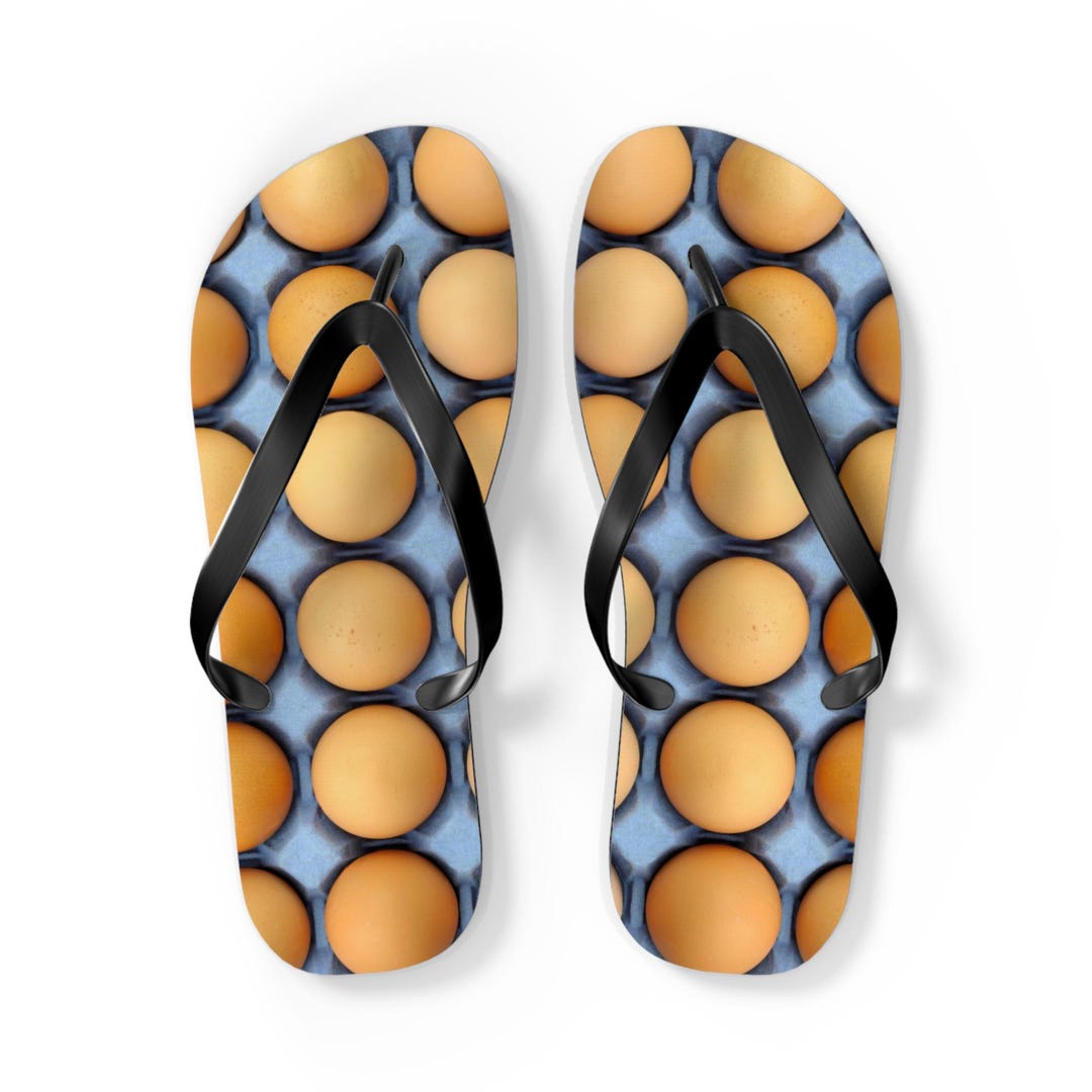 Funny Egg Flip Flops – Food Pattern Sandals – Novelty Summer Shoes ...