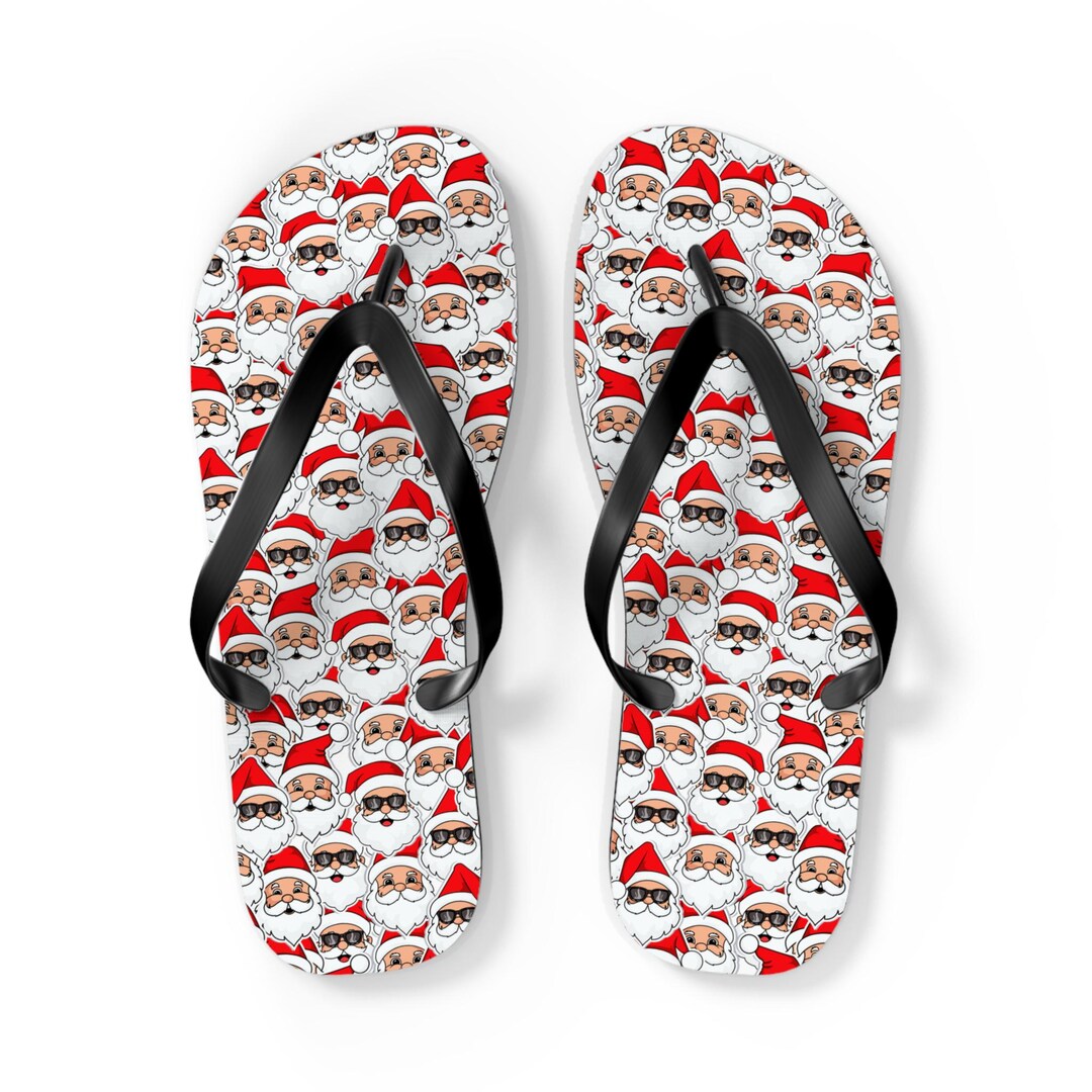 Christmas Santa Flip Flops – Funny Holiday Sandals – Secret Santa Gift ...