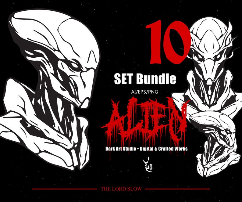 10 Bundle Art Alien Cyber : Clipart Digital File Vector Ai / Eps / Png ...