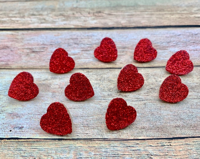 Red Glitter Heart Thumb Tacks. Heart Push Pins. Red Hearts. Memo Board ...