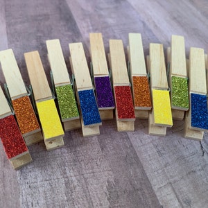 Rainbow Glitter Clothespins. Kids Art Display. Artwork Display. Photo ...