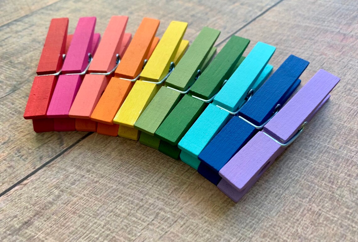 Rainbow Clothespins. Colorful Clothespins. Wall Hanging. Kids | Etsy