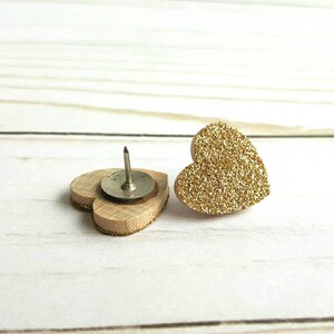 Gold Glitter Heart Thumb Tacks. Push Pins. Glitter Hearts. Heart Push ...