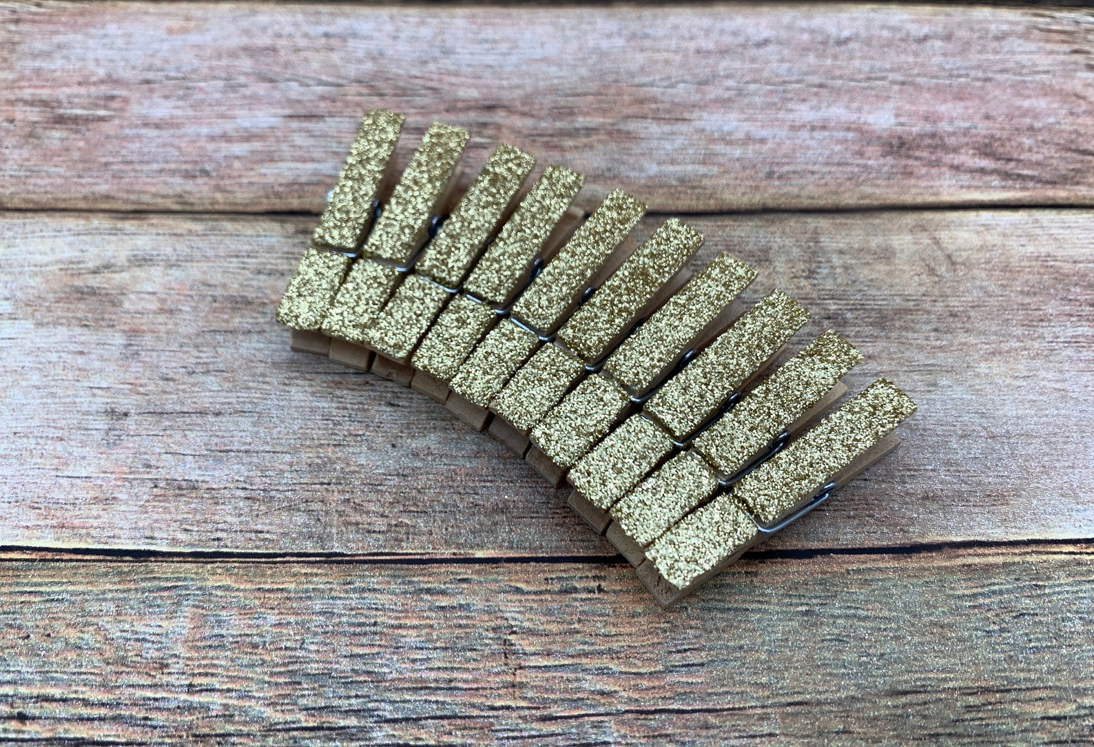 Mini Gold Glitter Clothespins. Set of Ten (10). Wedding Decor. Gold ...