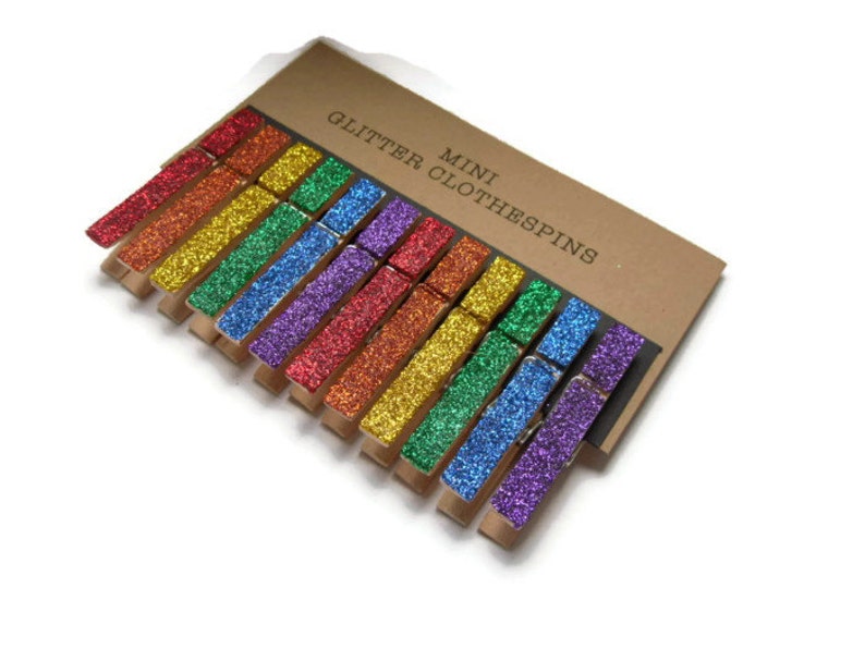 Rainbow Glitter Clothespins, Rainbow Glitter, Party Decor, Mini ...