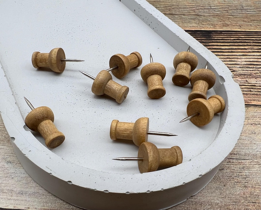 Wooden Push Pin. Oak Stained Wood Push Pins. Cork Boards. Office Decor ...