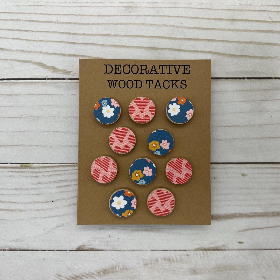 Floral Decorative Wood Tacks. Push Pins for Bulletin Boards. Office ...