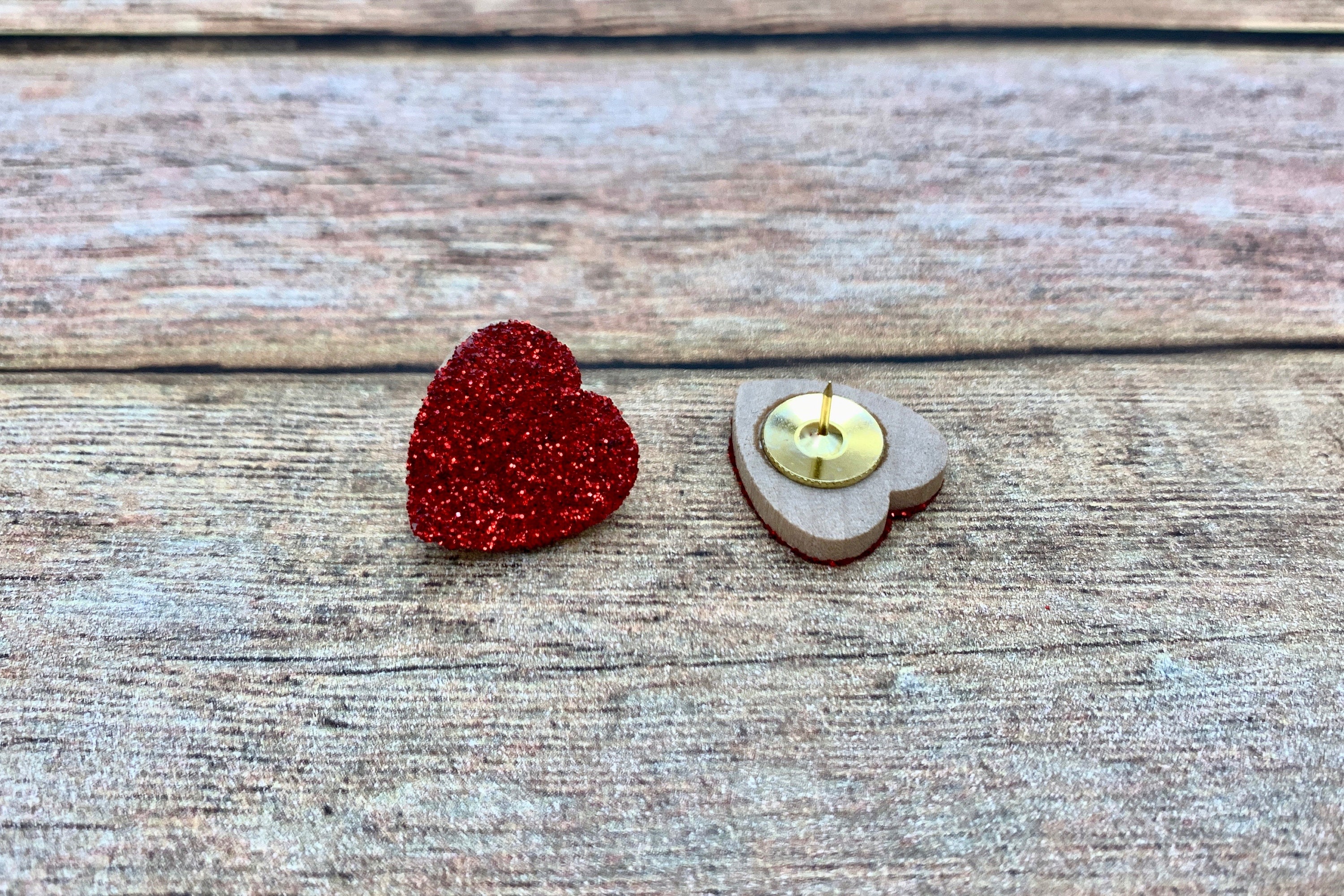 Red Glitter Heart Thumb Tacks. Heart Push Pins. Red Hearts. | Etsy