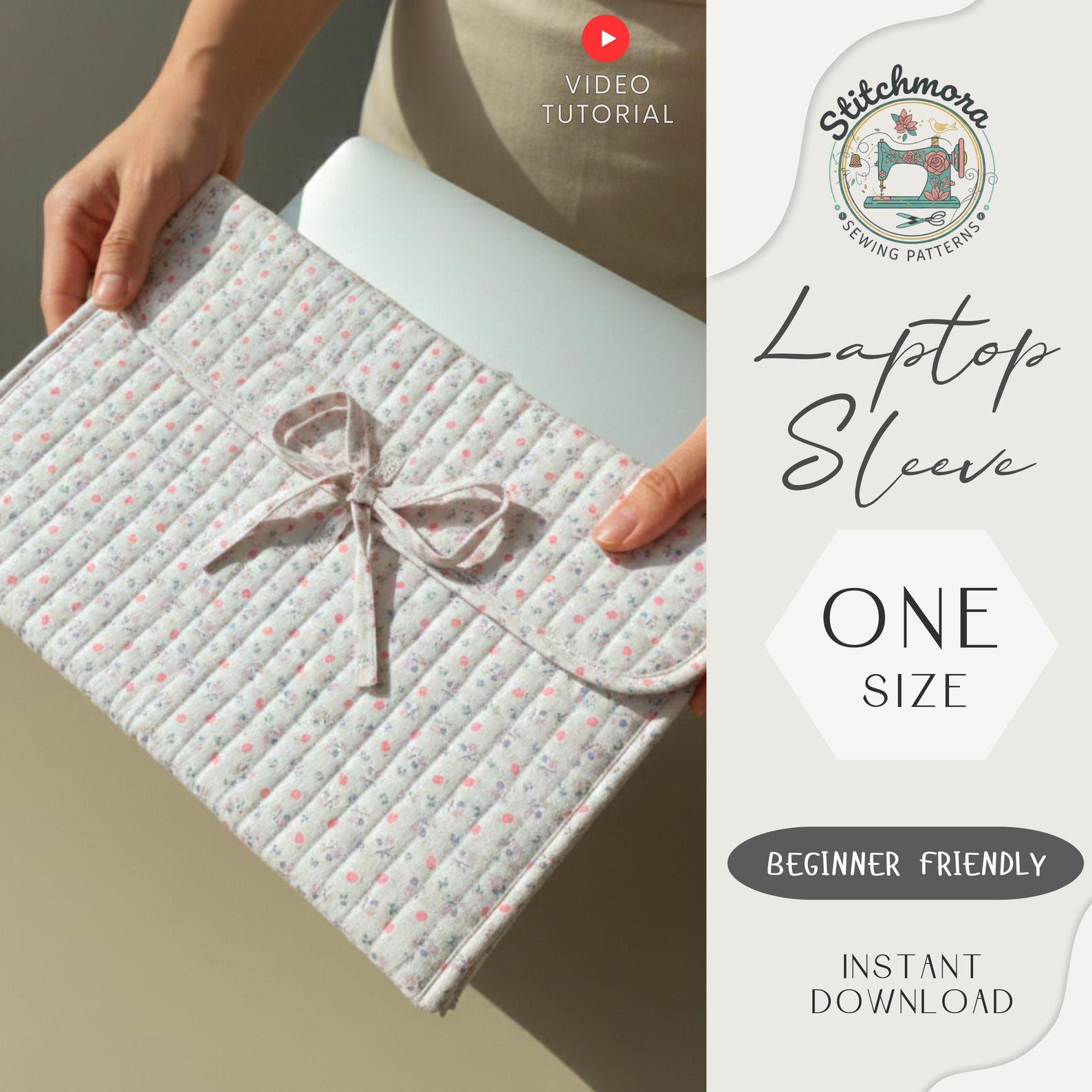 Quilted Laptop Sleeve Pattern | Pdf Sewing Pattern | Laptop Sleeve ...