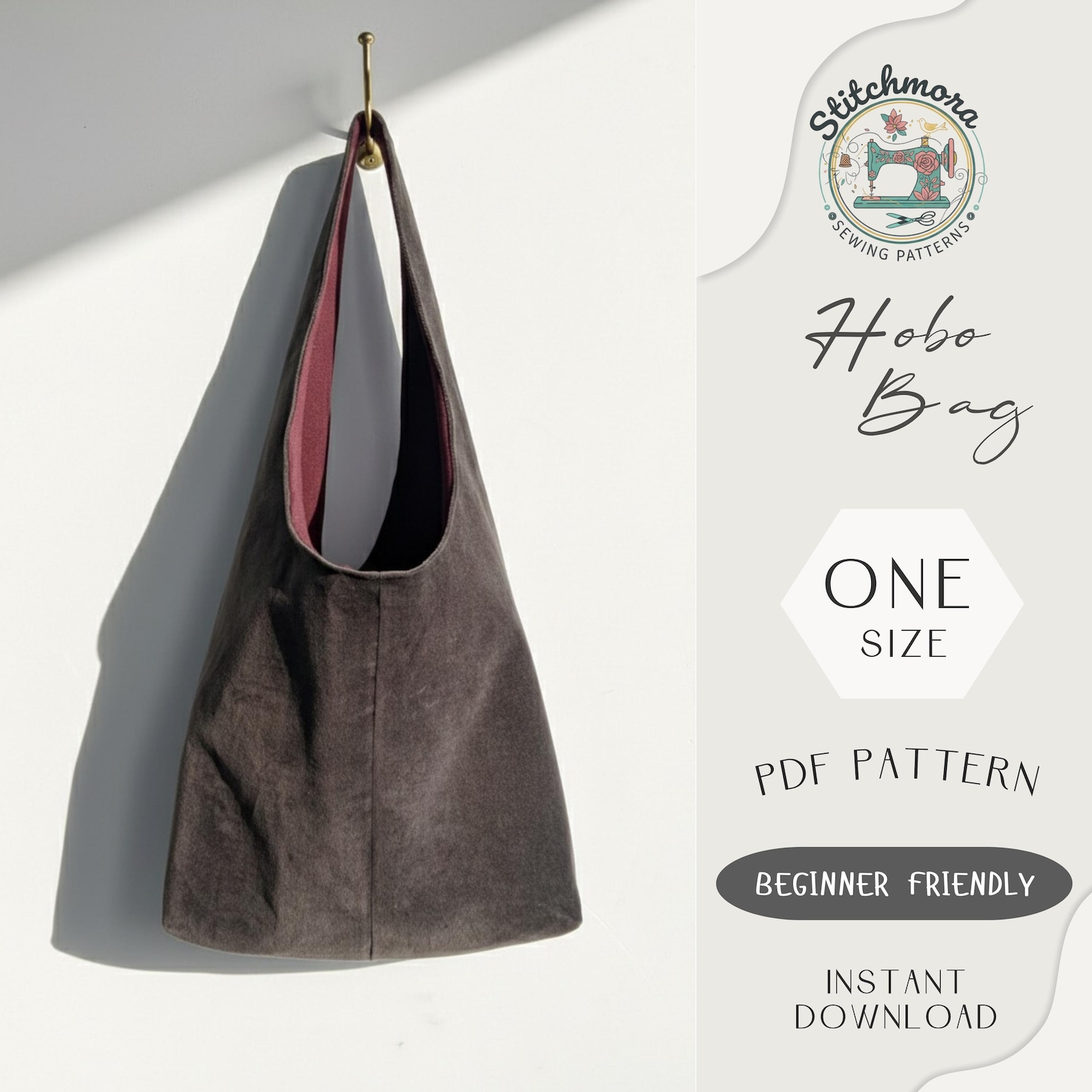 Hobo Bag Sewing Pattern | Slouchy Shoulder Bag, Beginner Friendly (PDF ...