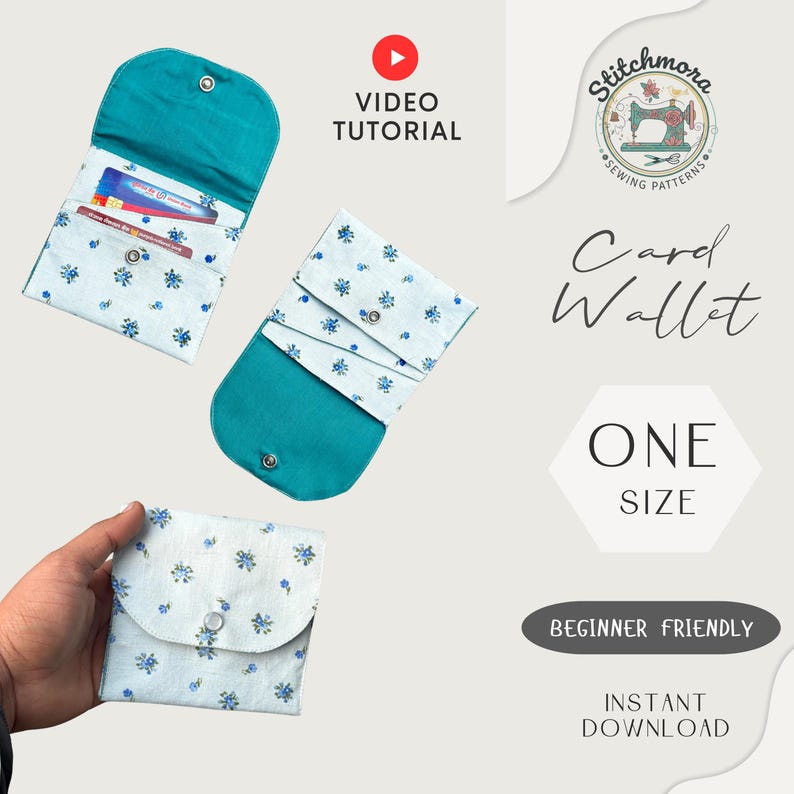 Mini Card Wallet Sewing Pattern | Beginner Friendly (PDF A4/A0 Included ...