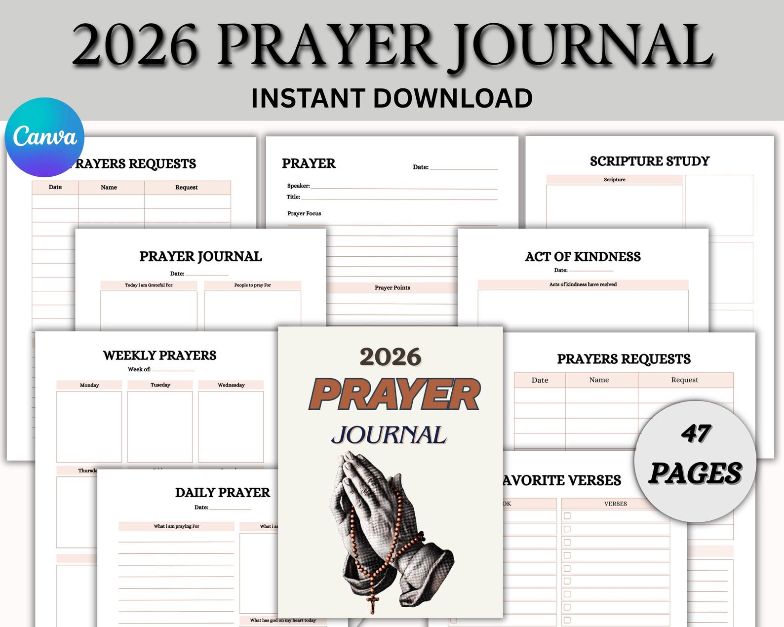 2026 Prayer Journal | Bible Study Planner | Faith Based Bible Study ...