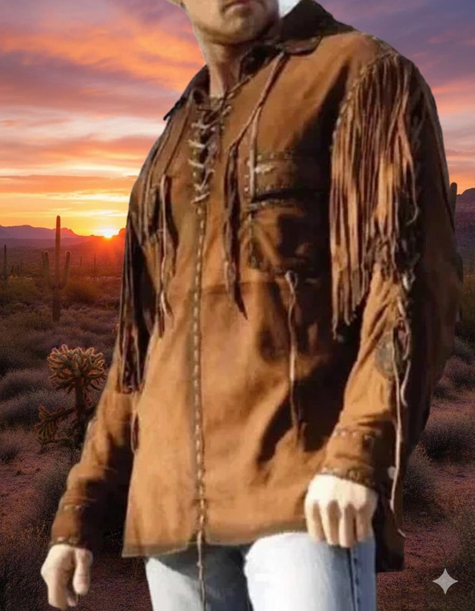 Men's Native American Buckskin Sui Including Western Cowboy Suede ...