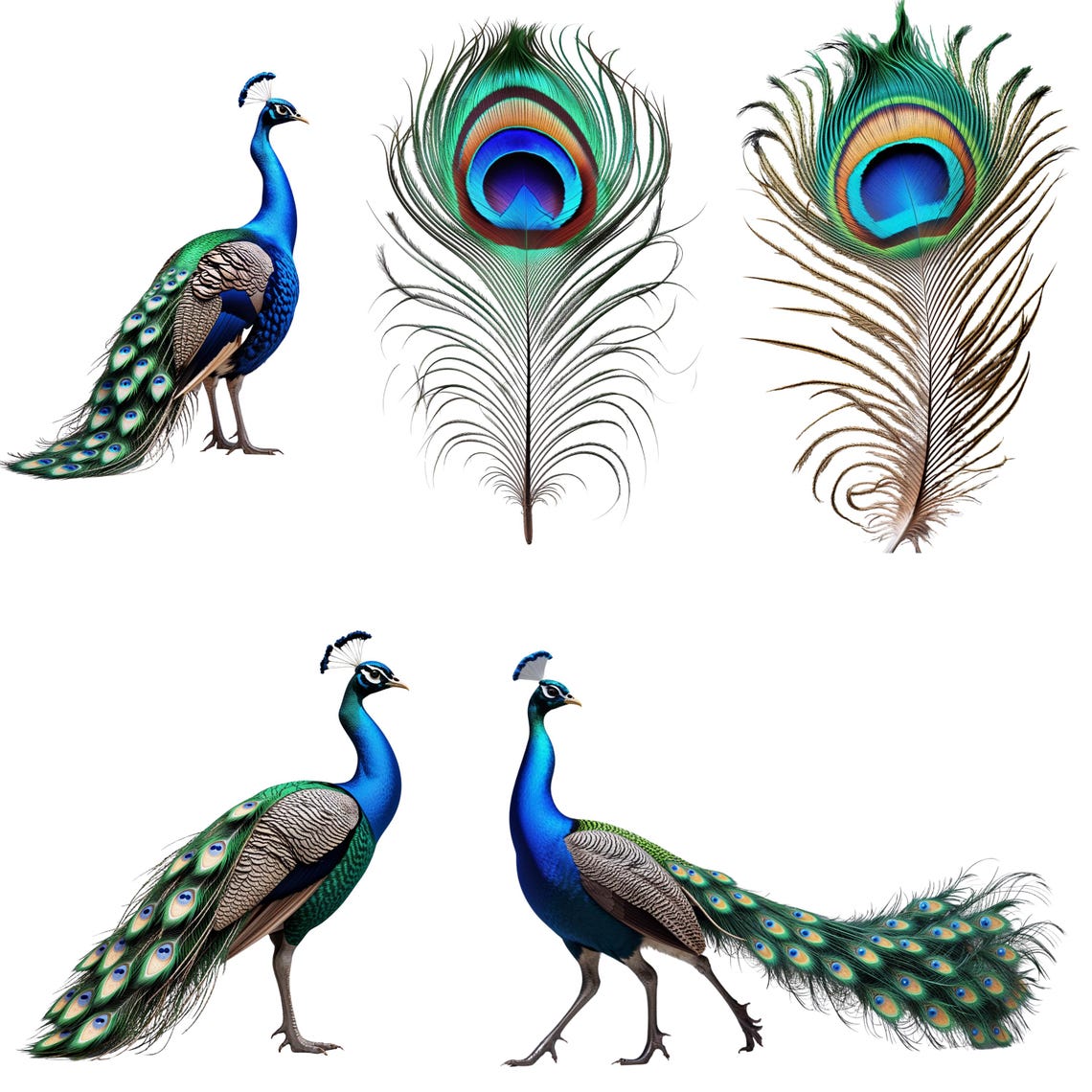 Peacock PNG Bundle: Realistic Animal Clipart. Includes Transparent ...