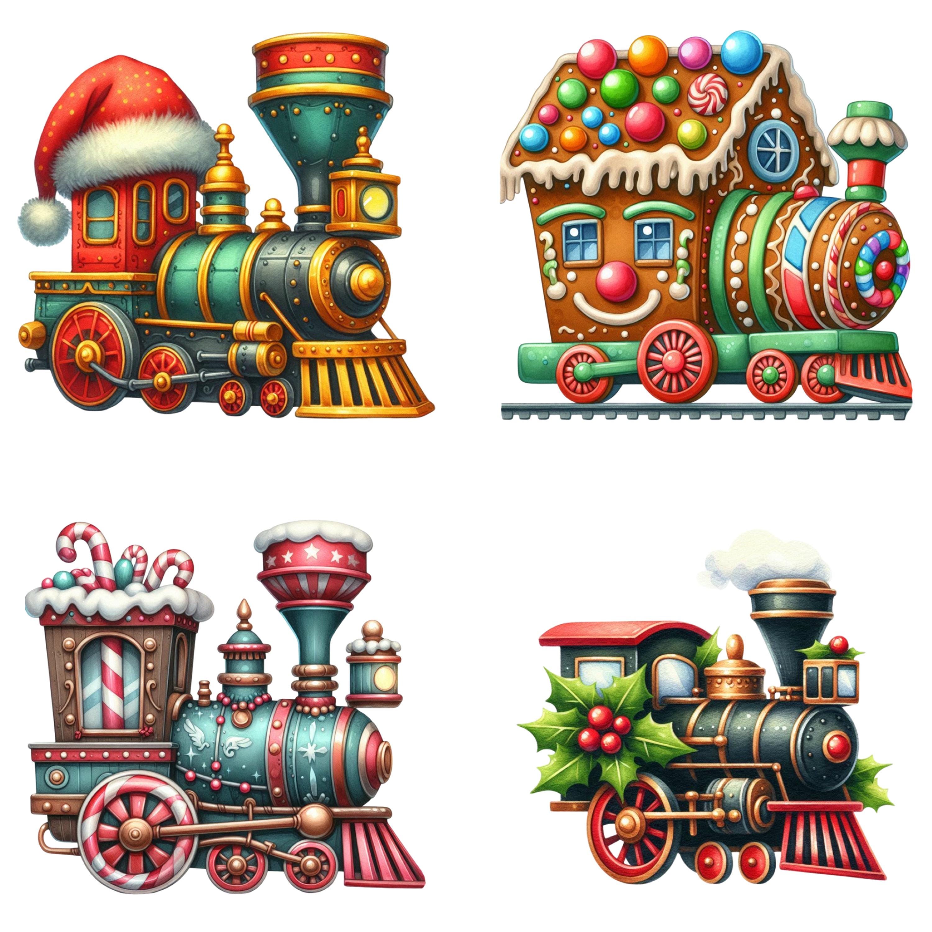 Christmas Vintage Train Png Clipart Bundle | 38 Designs | Santa Train ...
