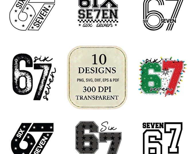 50 Six Seven Meme Numbers Svg Png Dxf Eps Pdf Bundle - Comic Style 67 ...