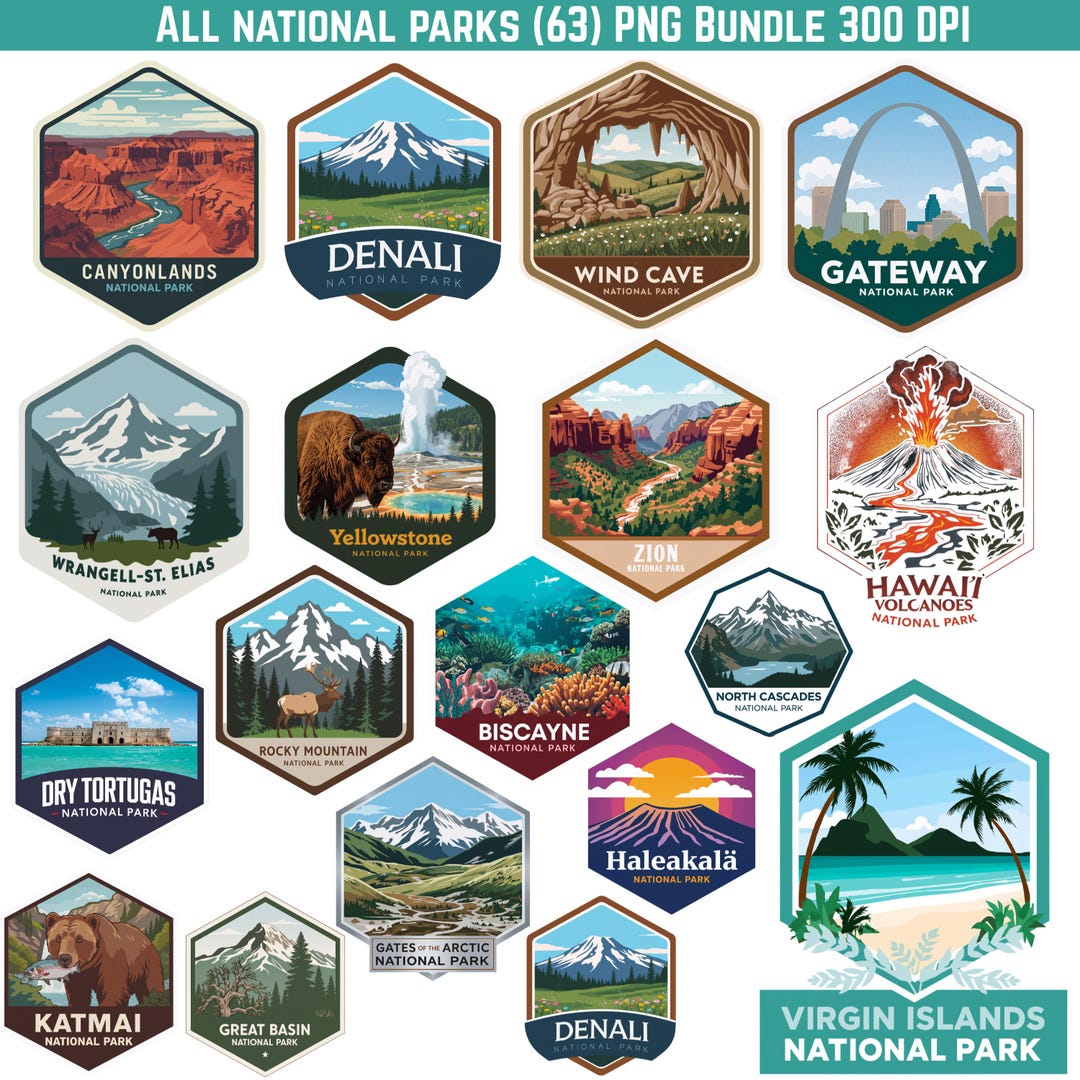63 National Parks PNG Bundle, US National Parks Clipart, Yellowstone ...