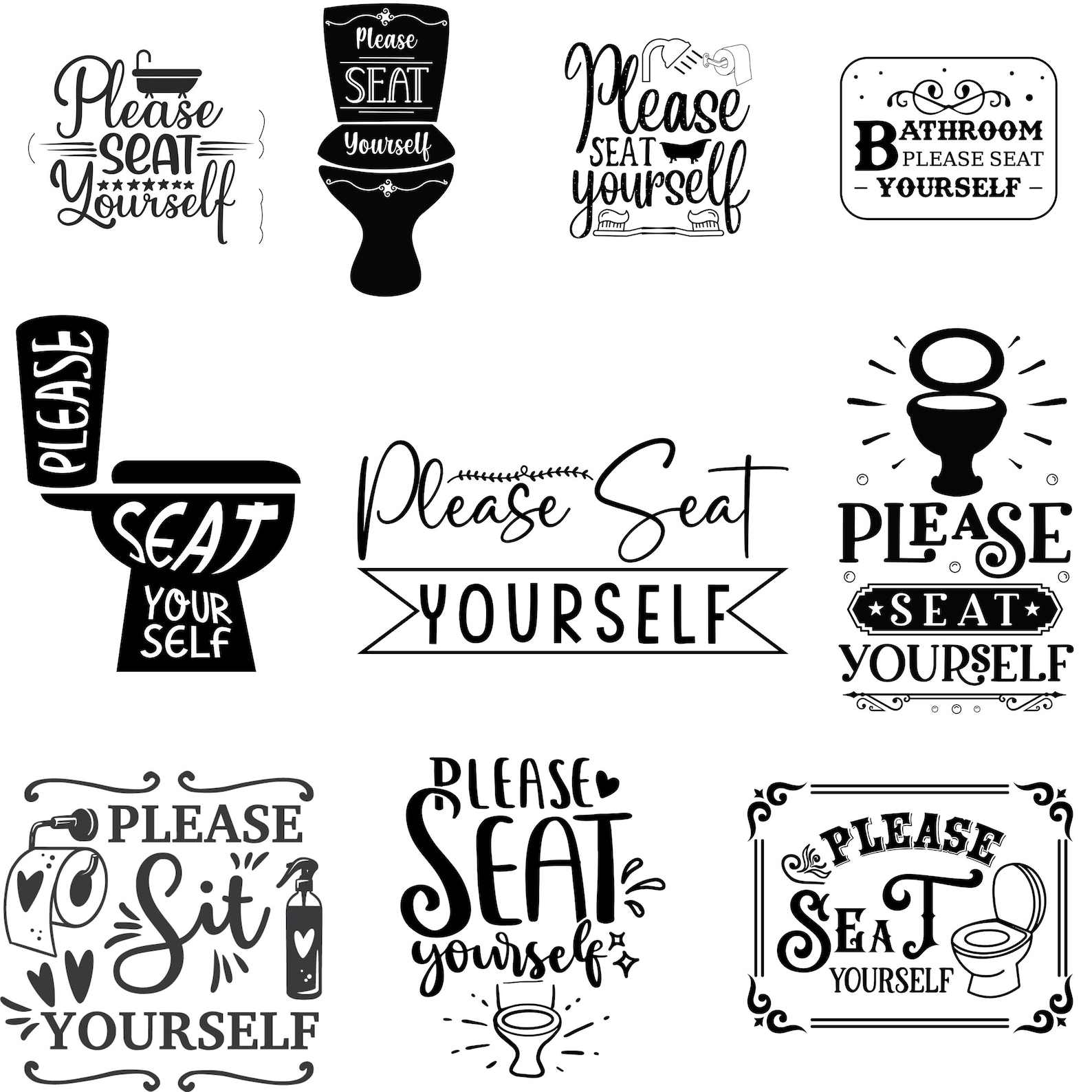 Please Seat Yourself SVG Bundle | Funny Bathroom Sign PNG | Toilet ...