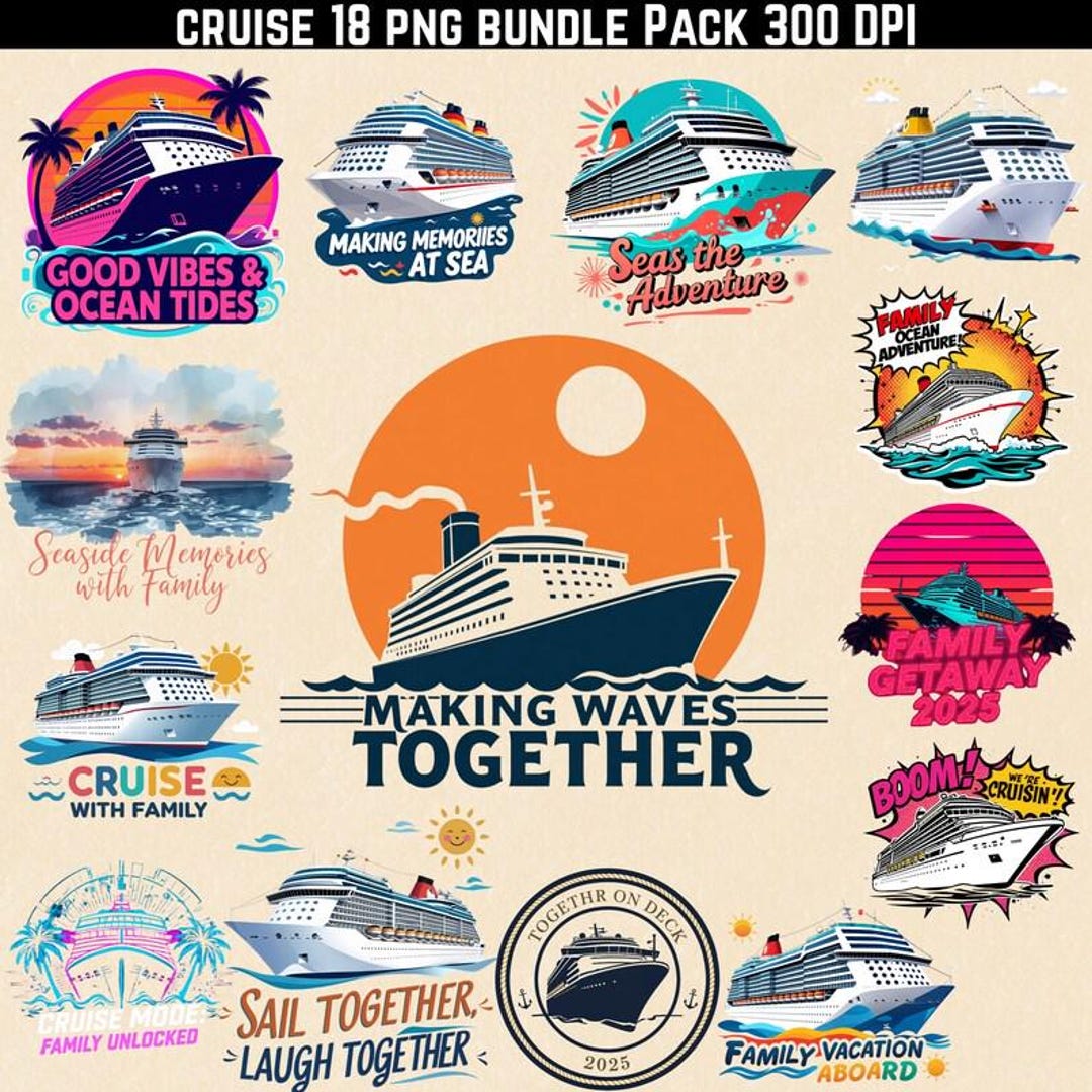 Cruise Vacation PNG Bundle | Cruise Ship Clipart Set | Family Cruise ...