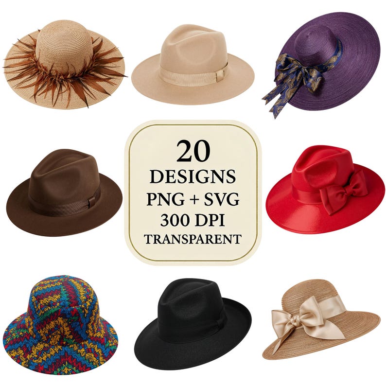 Hat Clipart PNG and SVG Bundle | 20 African Print & Fashion Hats | Wide ...