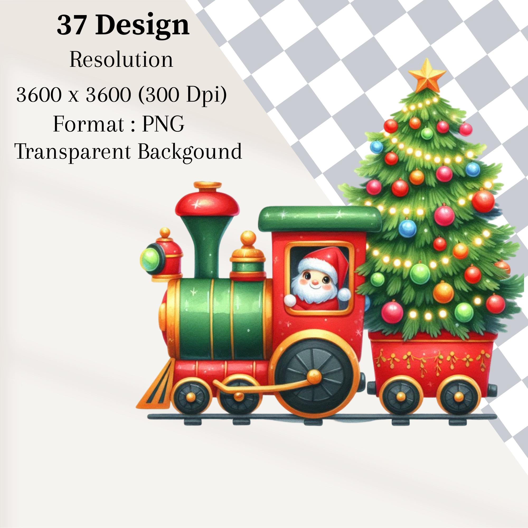Christmas Vintage Train Png Clipart Bundle | 38 Designs | Santa Train ...