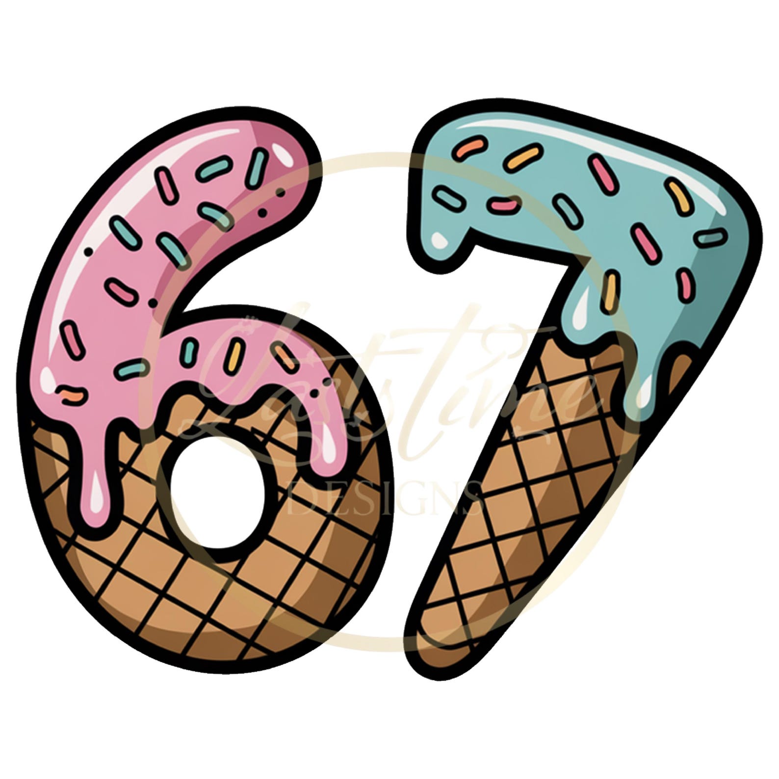 67 Number Clipart Set | 15 PNG Designs With Ice Cream, Pizza, Cat ...