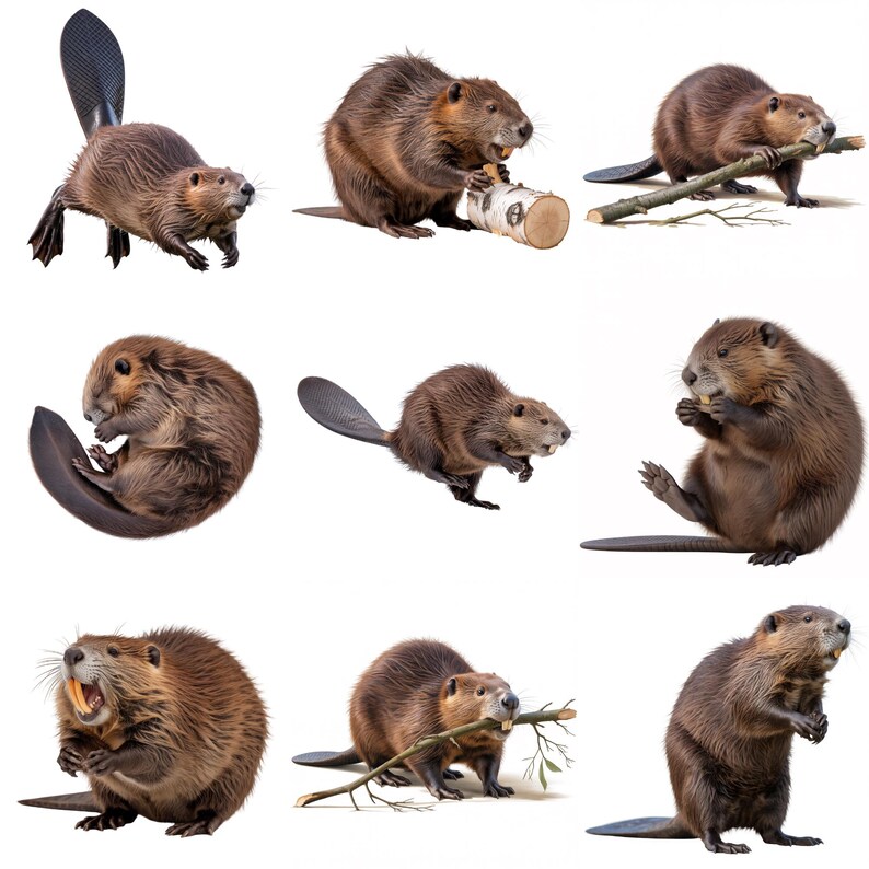 Beaver Clipart Bundle 20 PNG Realistic River Animal Sublimation ...