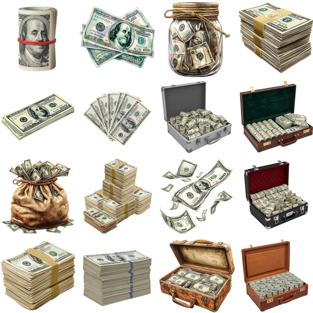 Luxury Money PNG Bundle | Realistic Cash & Dollar Clipart Set | High ...