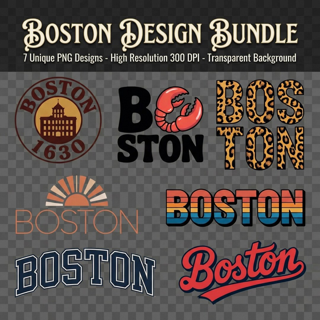 Boston PNG Bundle, City Sublimation Designs, Lobster Claw, Leopard ...