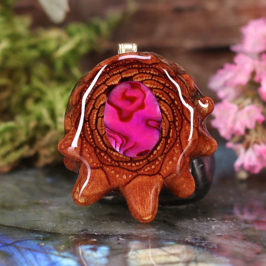 Pinecone Pendant With Paua Shell (pink) (small) by Third Eye Pinecone - Etsy