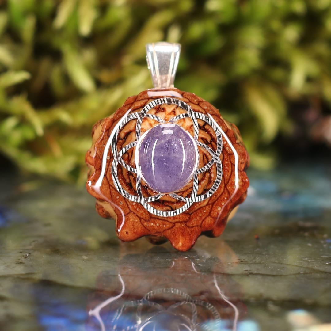 Pinecone Pendant With Tanzanite and Silver Seed of Life (mini) by Third Eye Pinecone - Etsy