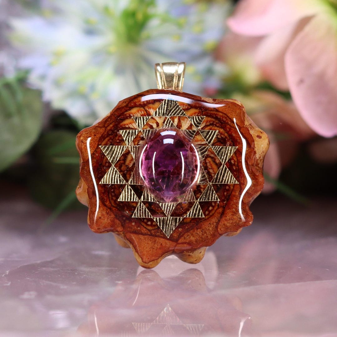 Amethyst and Gold Sri Yantra (mini) by Third Eye Pinecones - Etsy