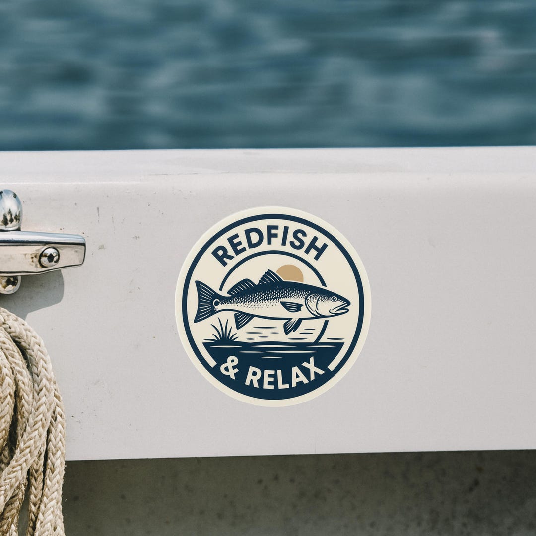 Redfish & Relax Vinyl Decal Red Drum Saltwater Fishing Sticker for Boat ...