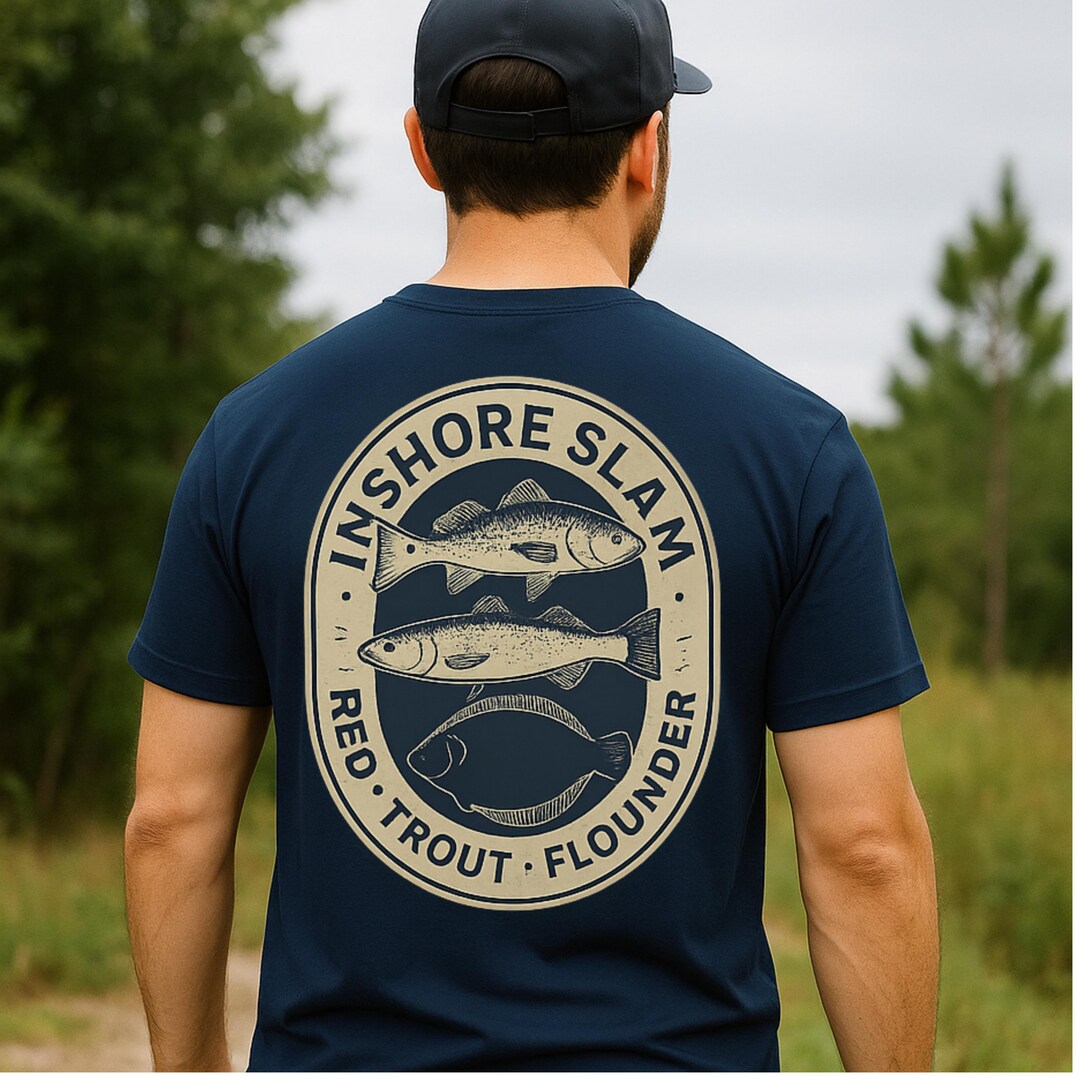 Saltwater Fishing Shirt Inshore Slam Redfish Trout Flounder Tee for Men ...