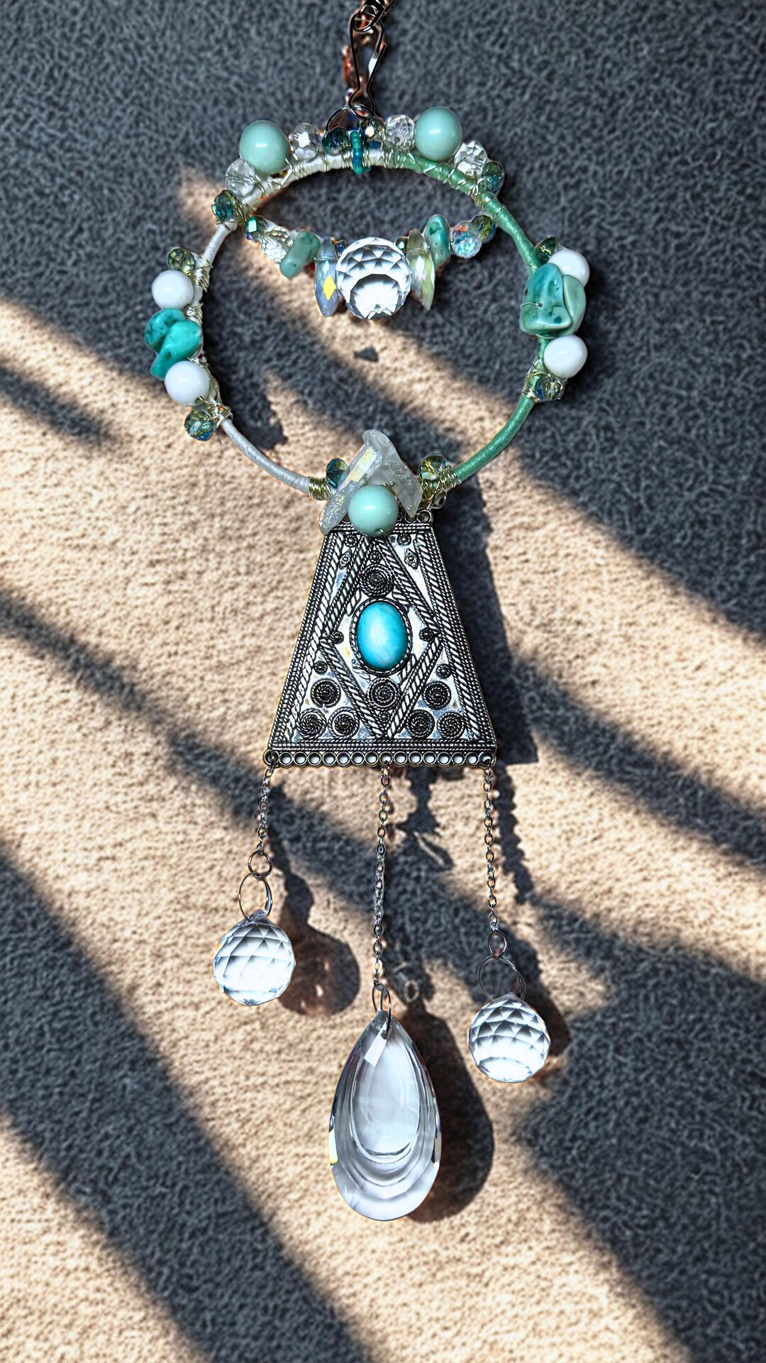 Real Turquoise Pendant Prism Rainbow Catcher - Etsy