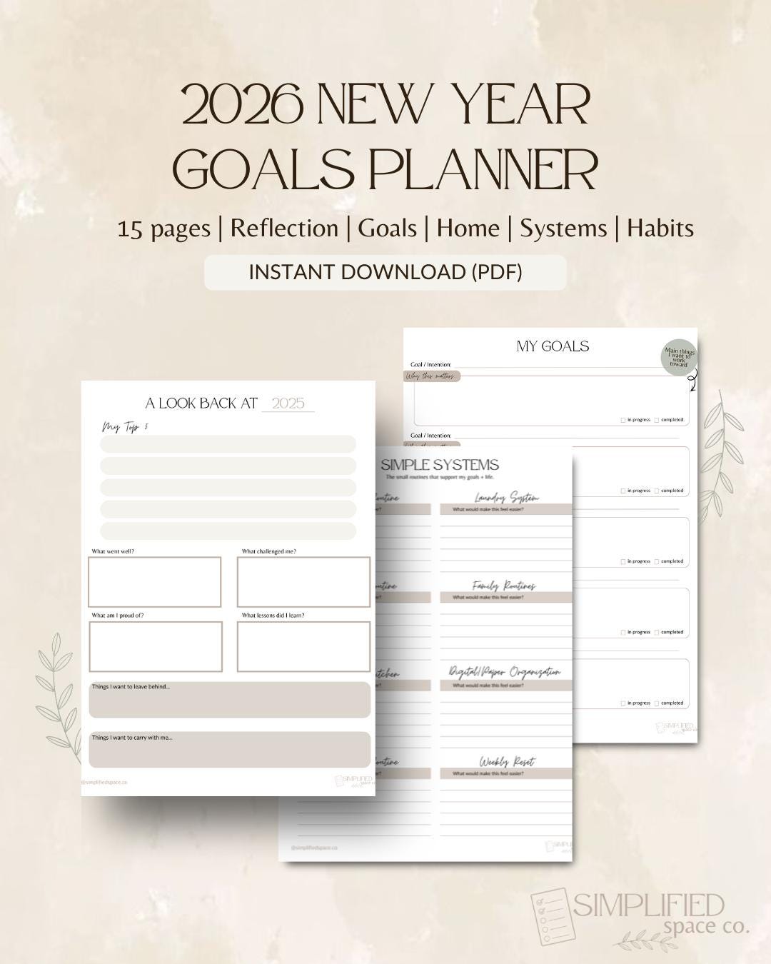 2026 Goals Planner Printable | New Year Reflection + Goal Setting ...