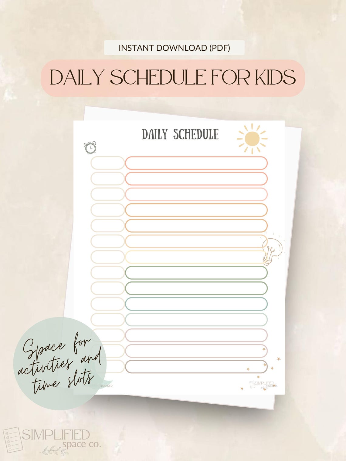 Daily Schedule for Kids Printable | Visual Daily Planner With Time ...