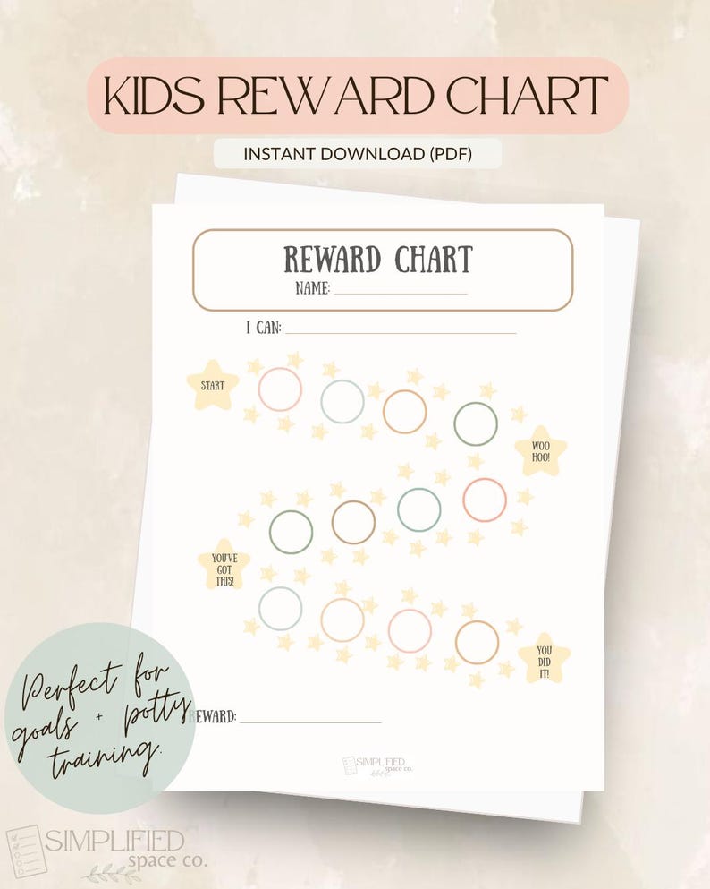 Kids Reward Chart Printable | Goal Tracker | Potty Training Chart ...