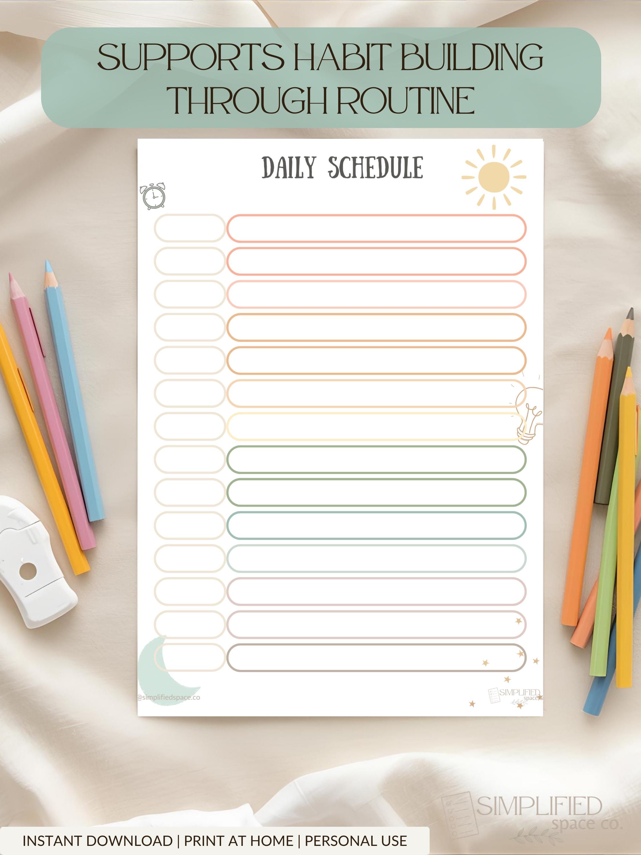 Daily Schedule for Kids Printable | Visual Daily Planner With Time ...