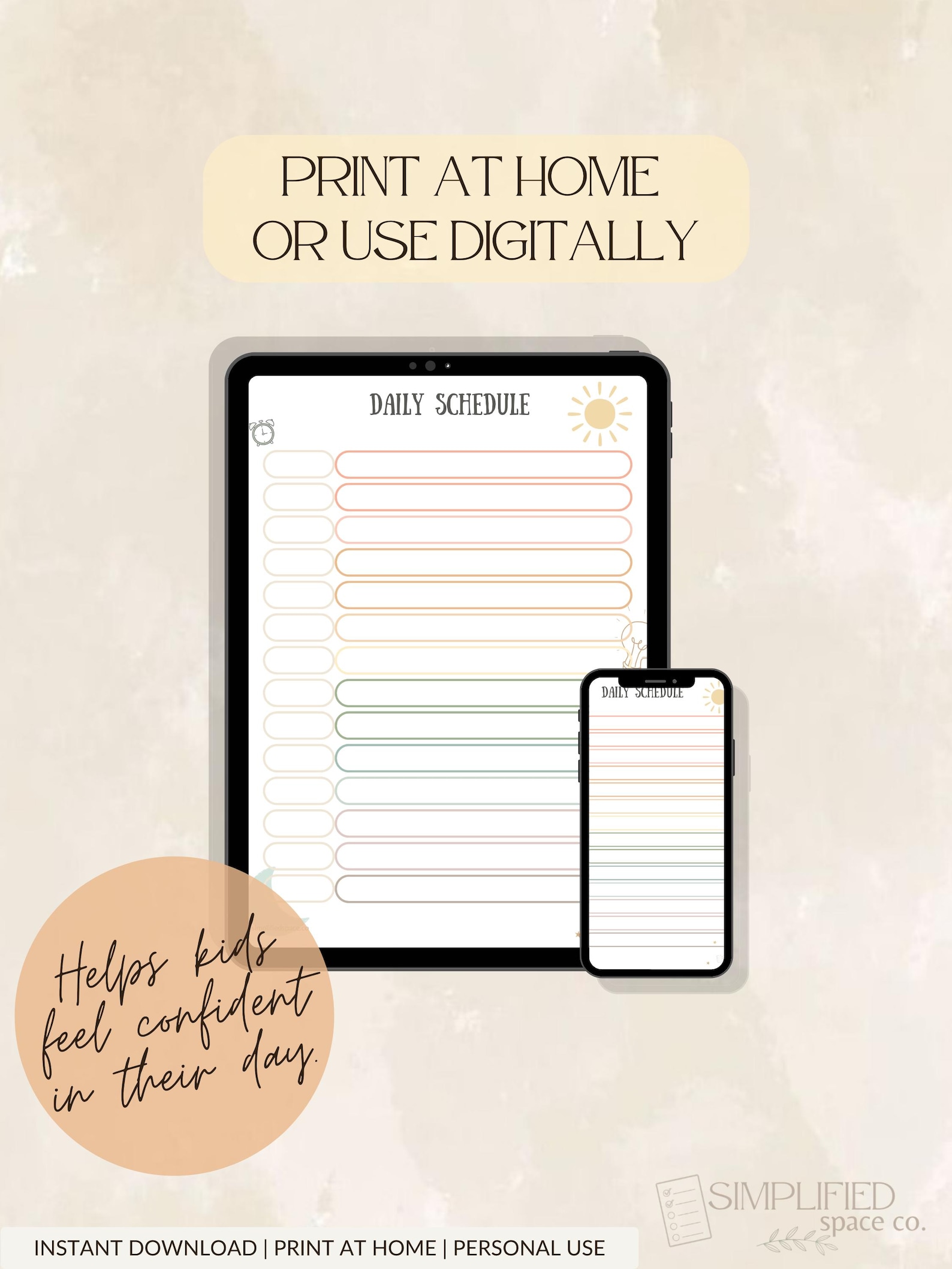 Daily Schedule for Kids Printable | Visual Daily Planner With Time ...