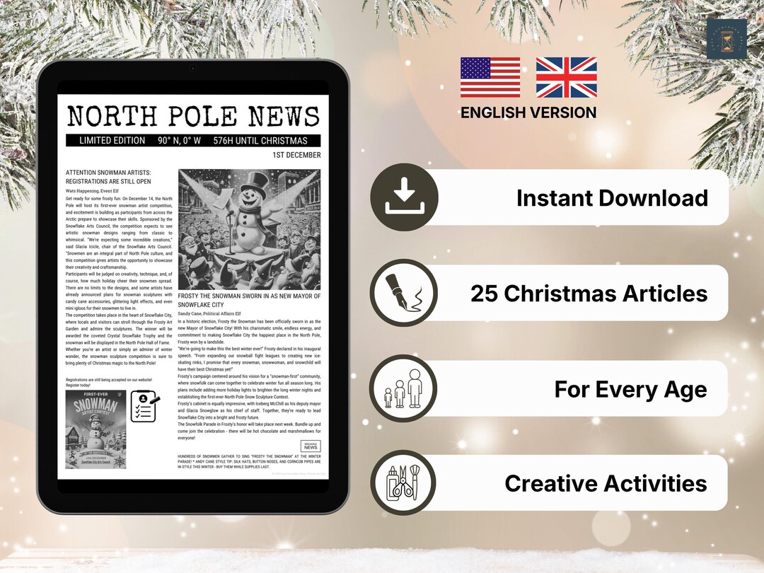 Christmas Countdown Printable | 25 Holiday Articles | Black & White ...