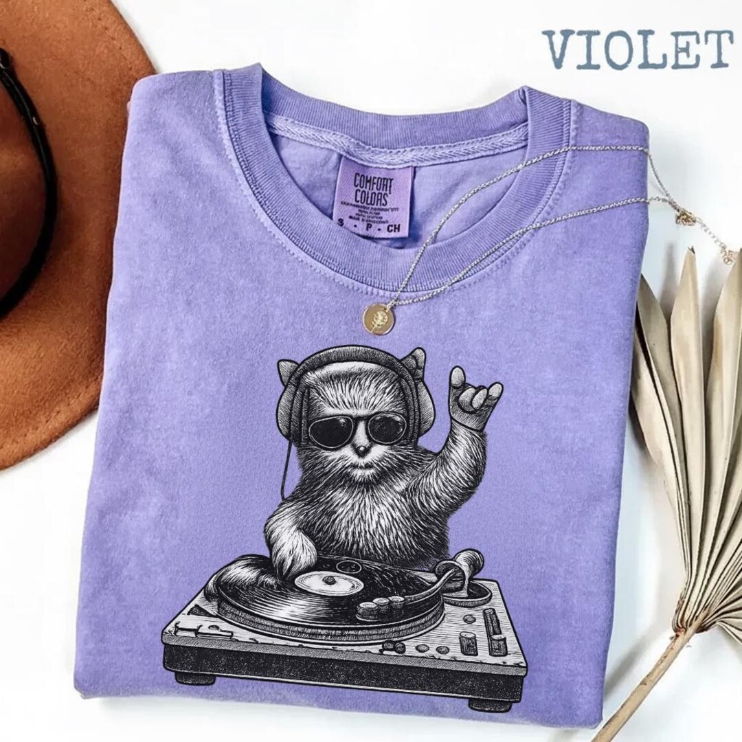 DJ Cat Turntable Illustration (PNG+SVG): Cool Music Animal Art Party ...