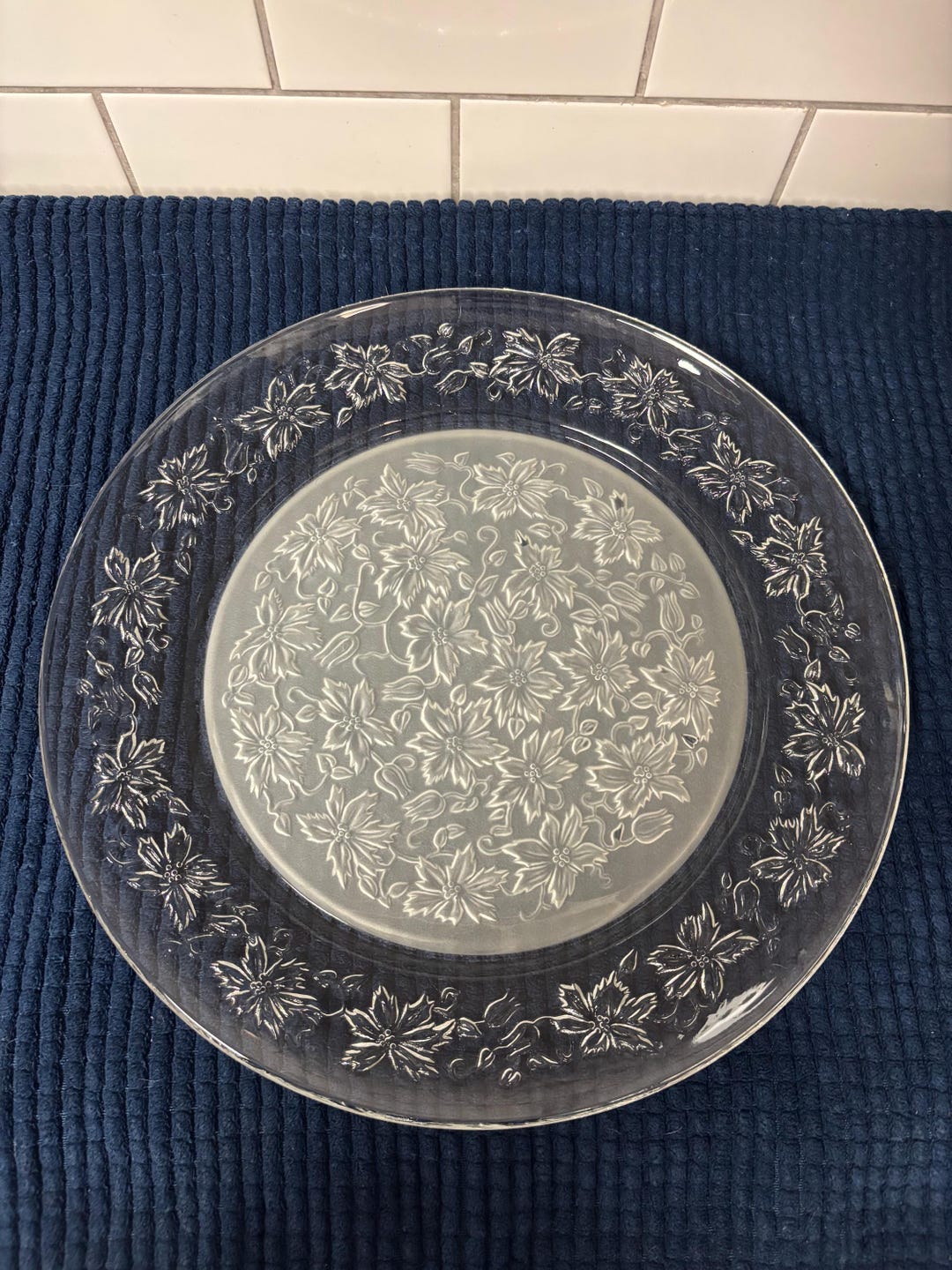 Princess House Serving Platter With Frosted Poinsettia Pattern. - Etsy