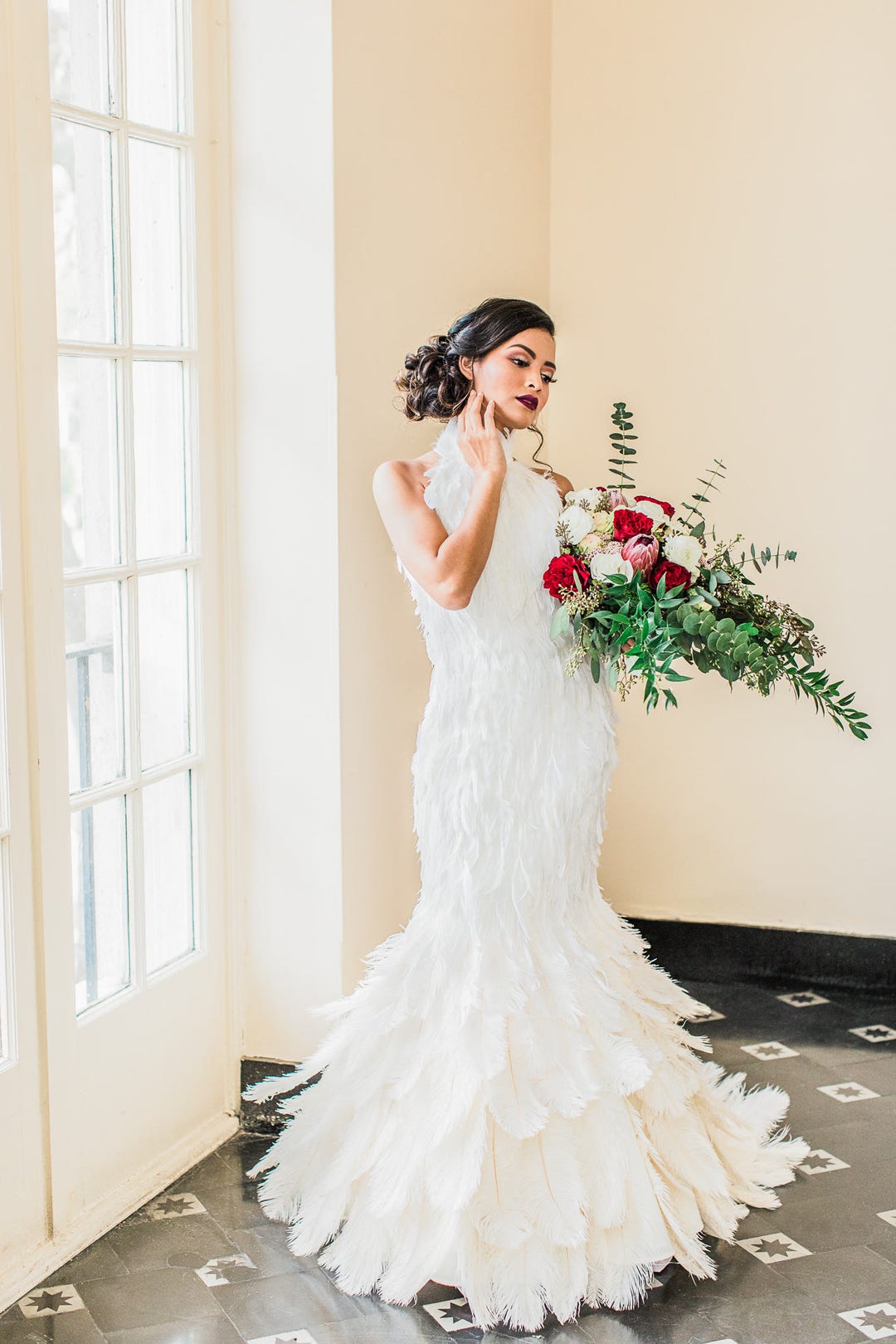 White Ostrich Feather Mermaid Couture Wedding Dress - Etsy