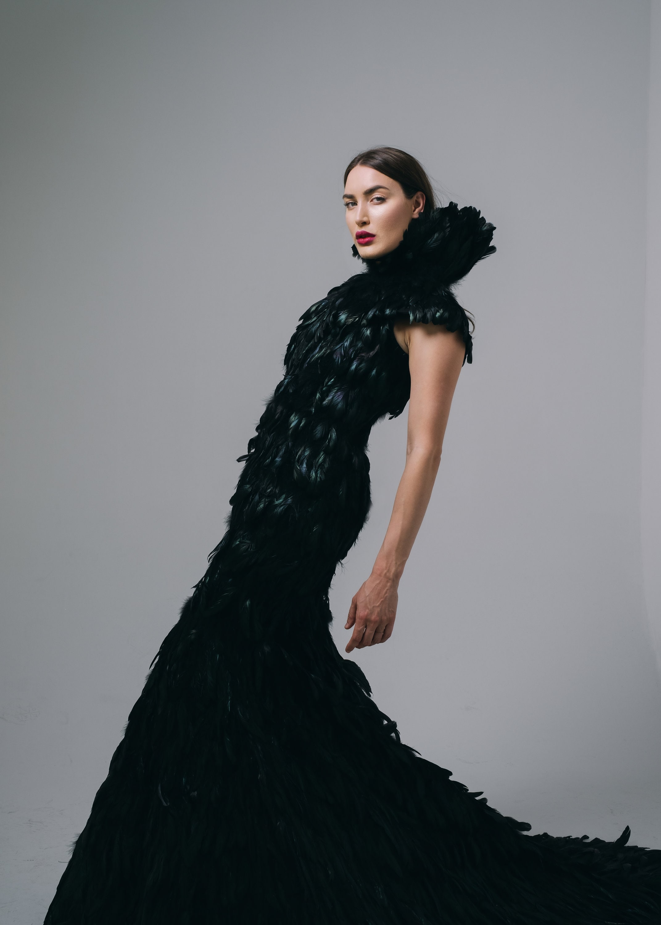 Raven Queen Black Iridescent Feather Couture Mermaid Gothic - Etsy