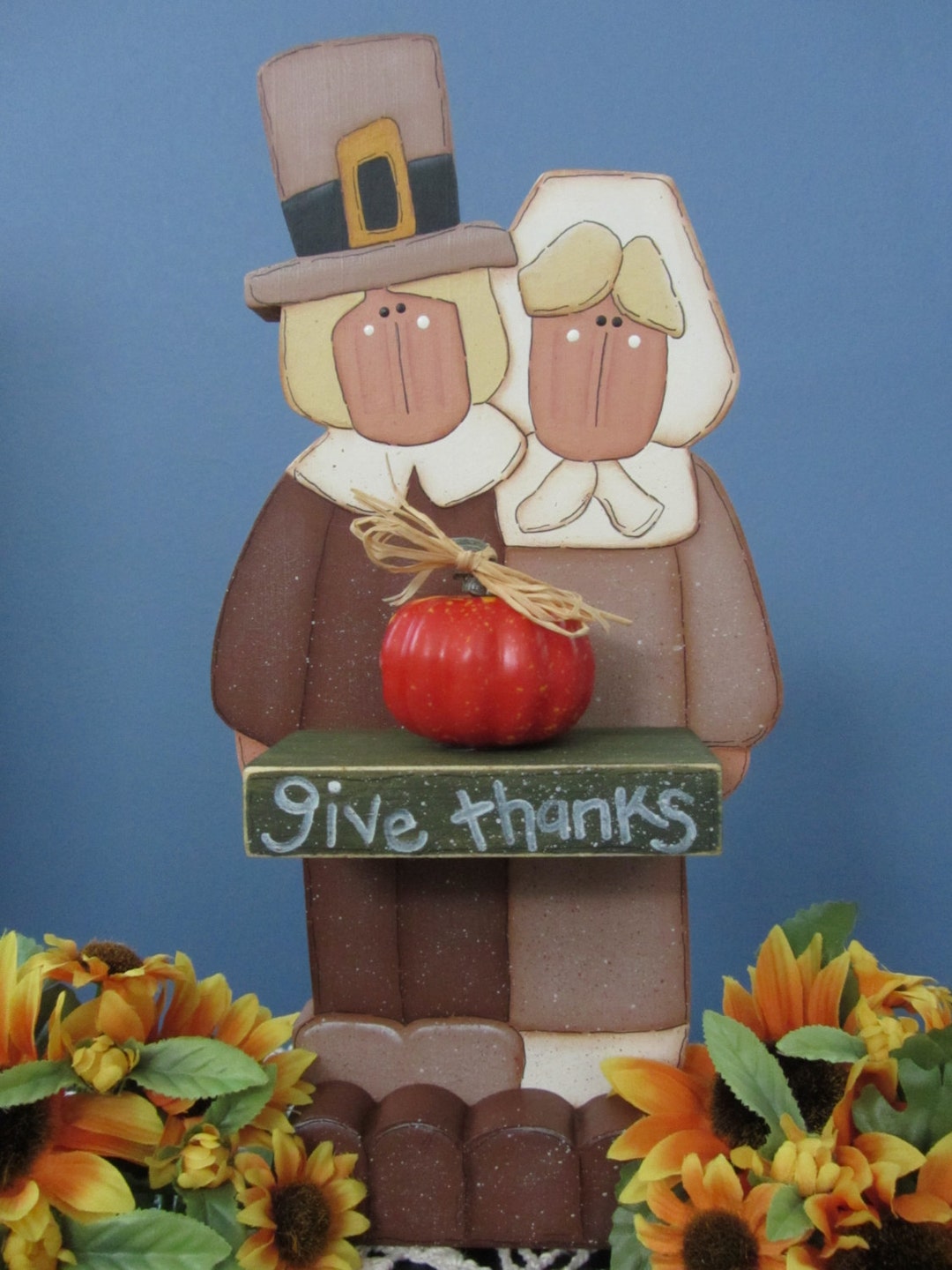 Thanksgiving Pilgrims Holiday Decoration Hand Painted Wood - Etsy