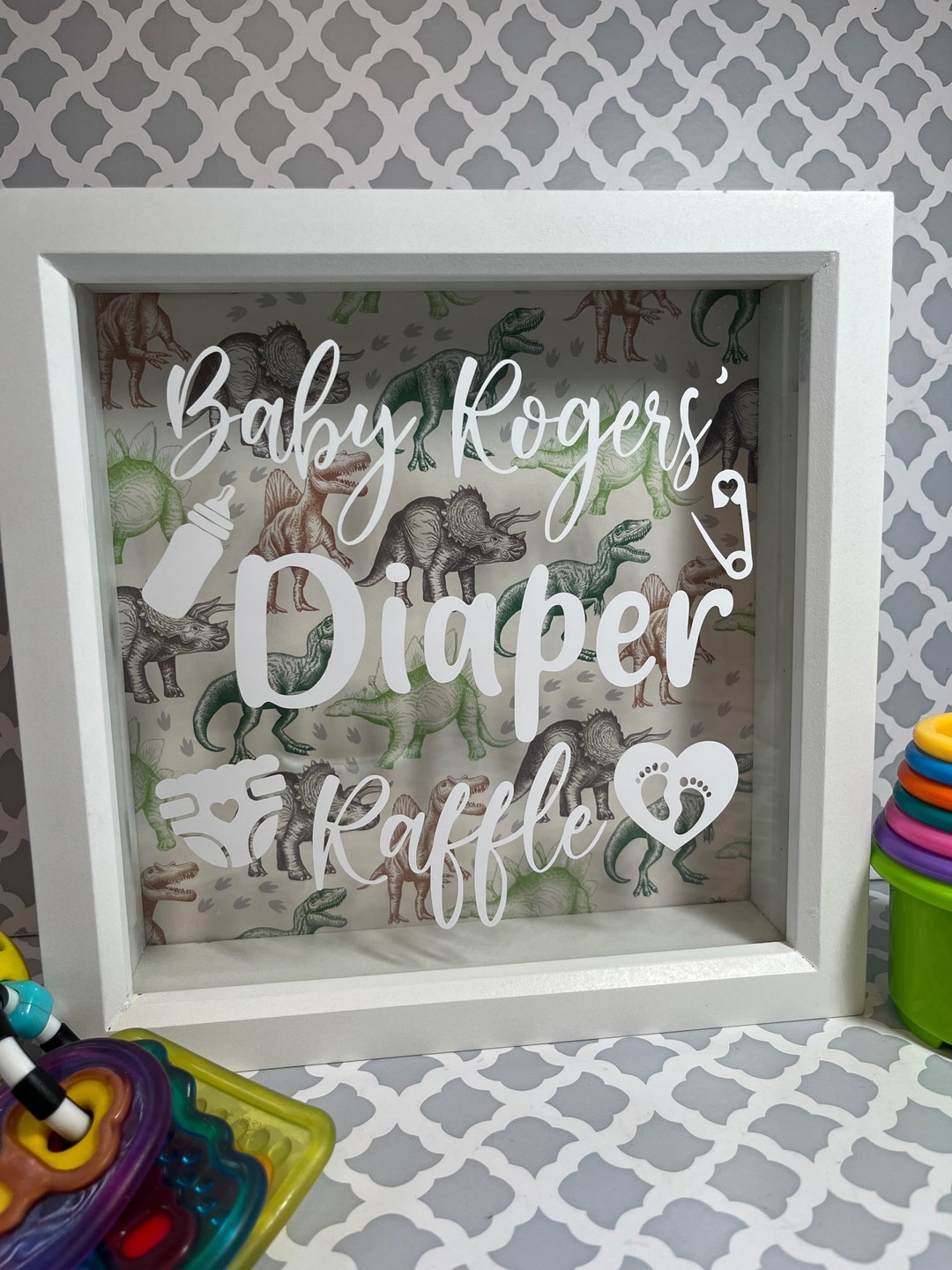 Diaper Raffle Box, Baby, Shower, Pregnancy, Maternity, Adoption, Shadow ...