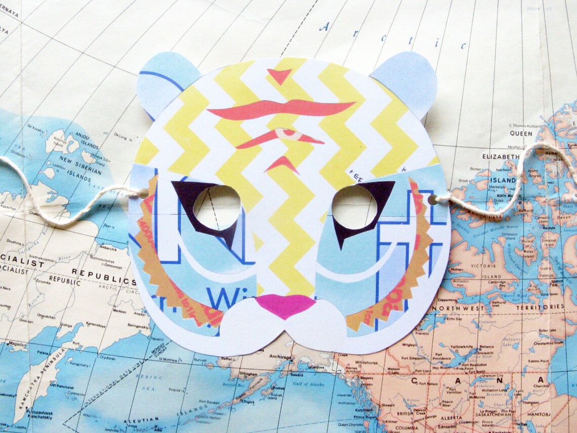Printable Tiger Paper Mask Gift Home Decor Woodland Forest - Etsy