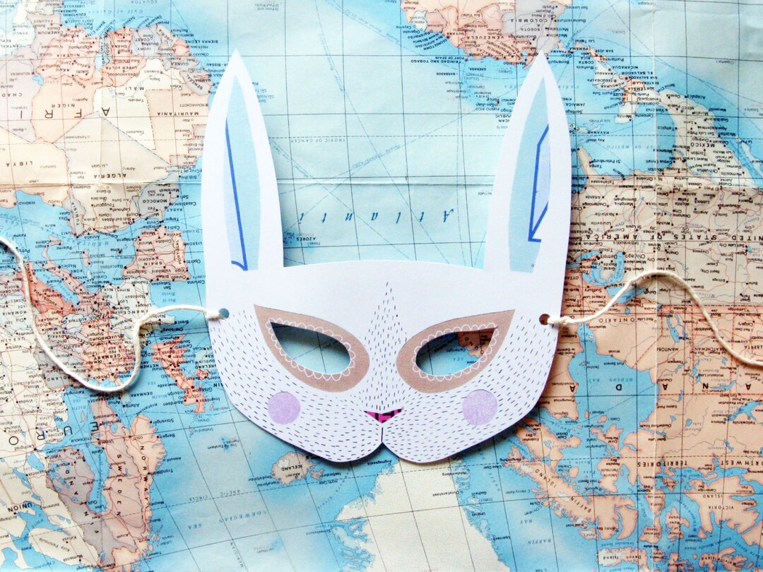 Printable Bunny Rabbit Paper Mask, Gift, Home Decor, Woodland Forest ...