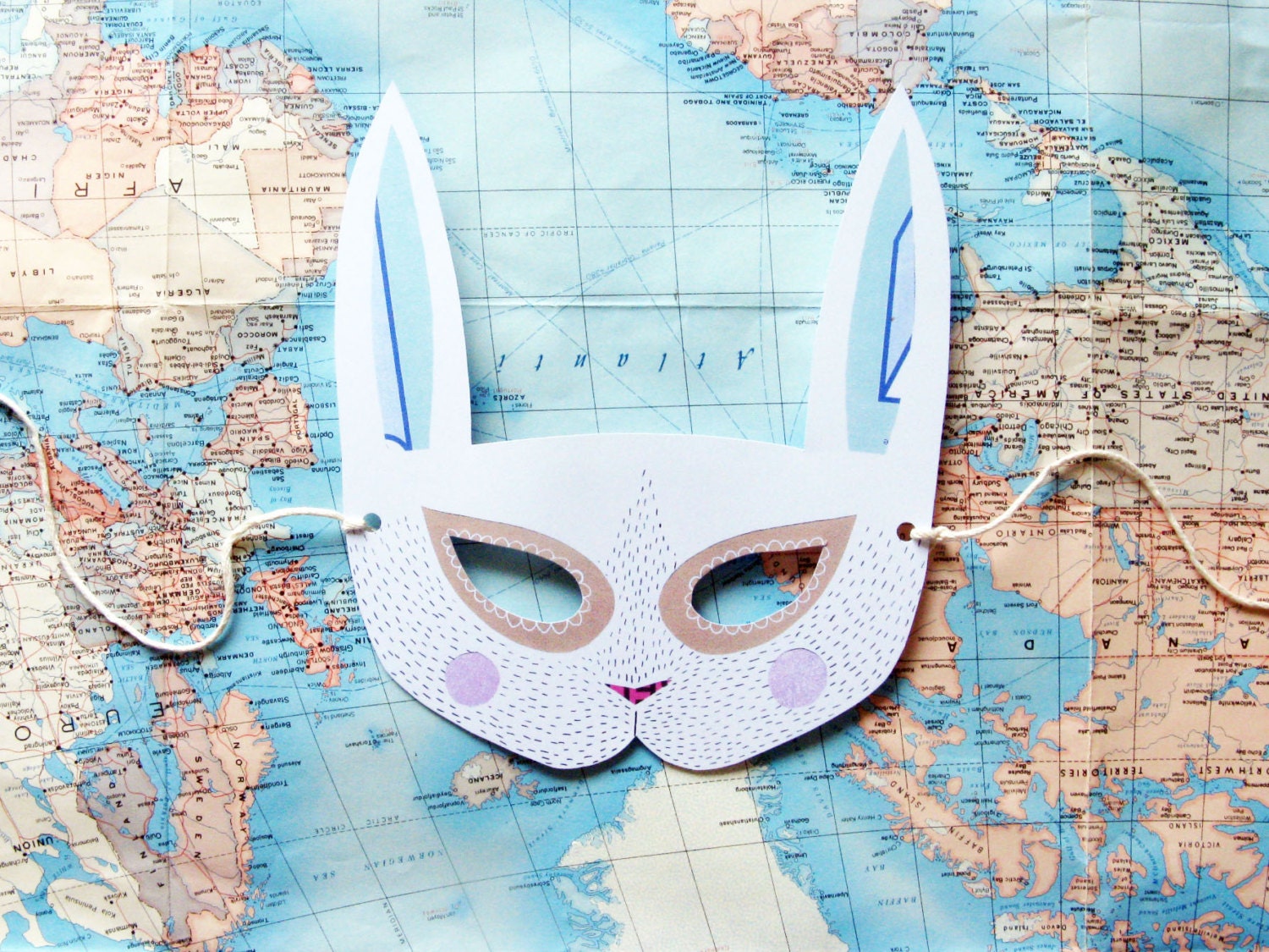Printable Bunny Rabbit Paper Mask, Gift, Home Decor, Woodland Forest ...